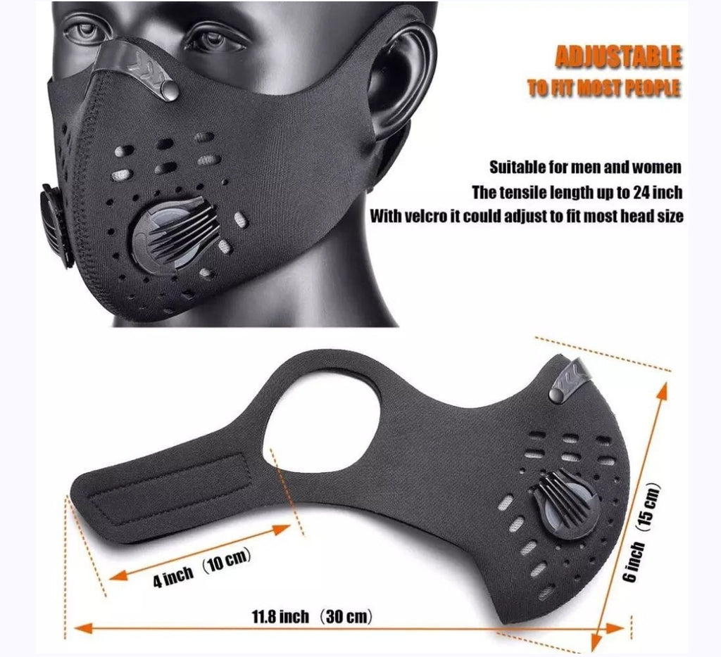 Black - N95 Face mask (Unisex) - Adult Size Face mask neoprene ...